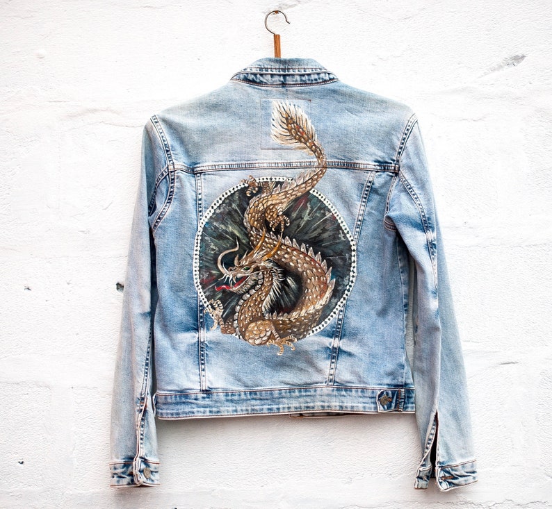 DRAGON Hand Painted Jeans Jacket - Etsy