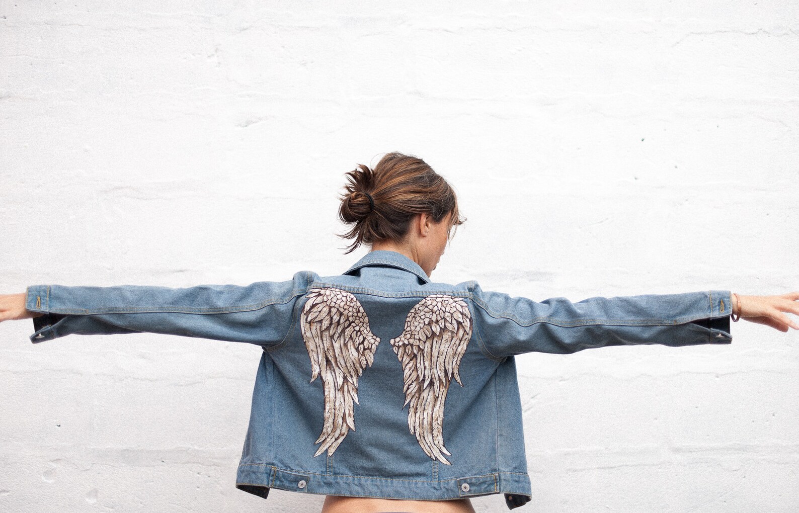 ANGEL Hand Painted Jeans Jacket - Etsy
