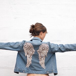 ANGEL Hand Painted Jeans Jacket - Etsy
