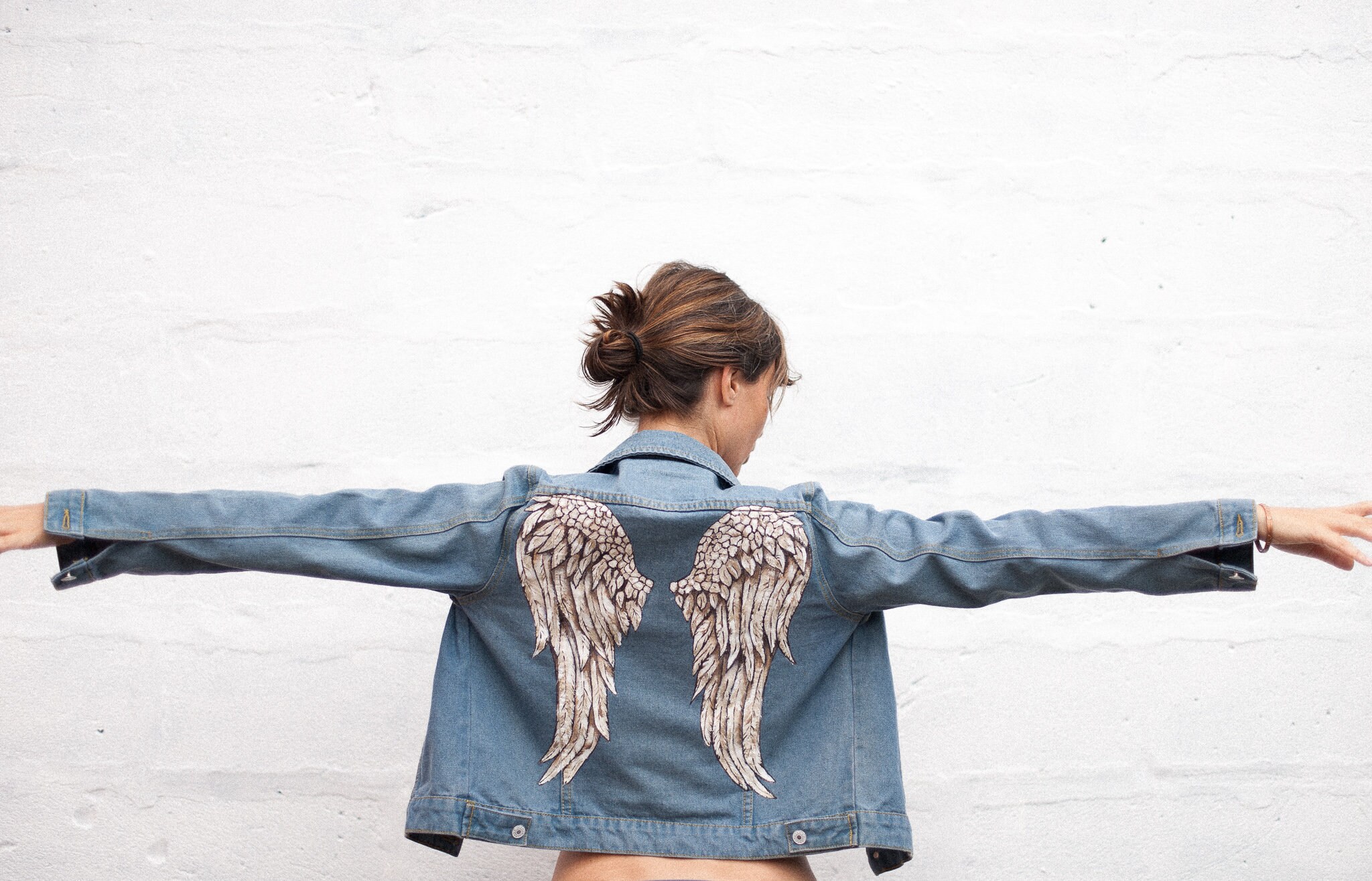 ANGEL Hand Painted Jeans Jacket - Etsy