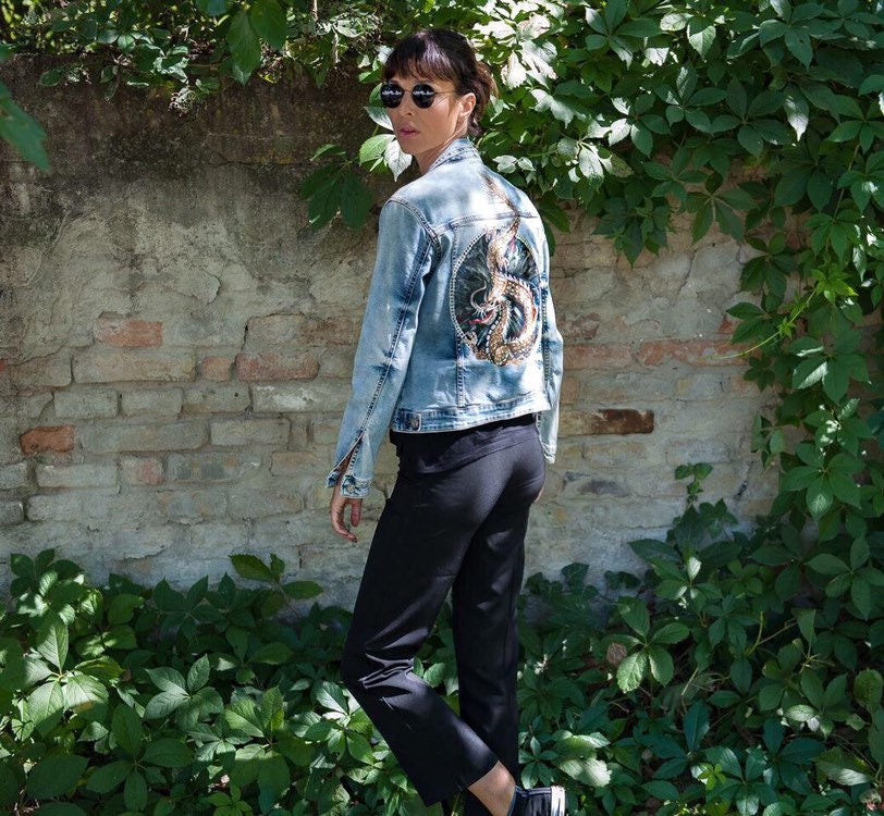 DRAGON Hand Painted Jeans Jacket - Etsy