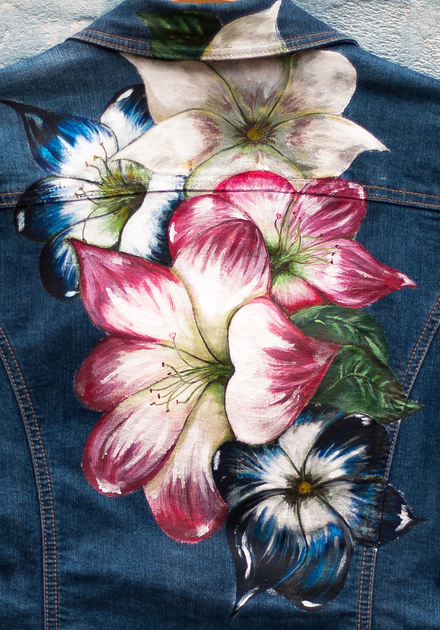 FLOWER Hand Painted Jeans Jacket - Etsy