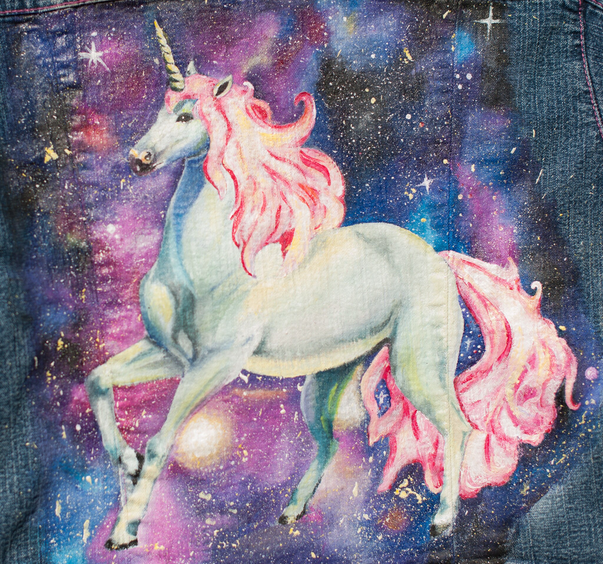 UNICORN Hand Painted Jeans Jacket - Etsy