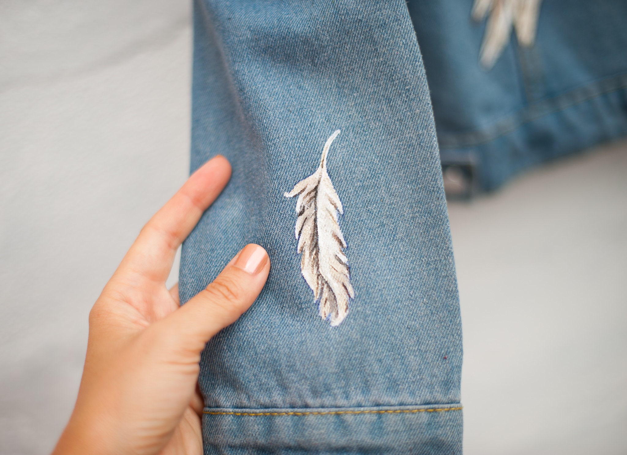 ANGEL Hand Painted Jeans Jacket - Etsy