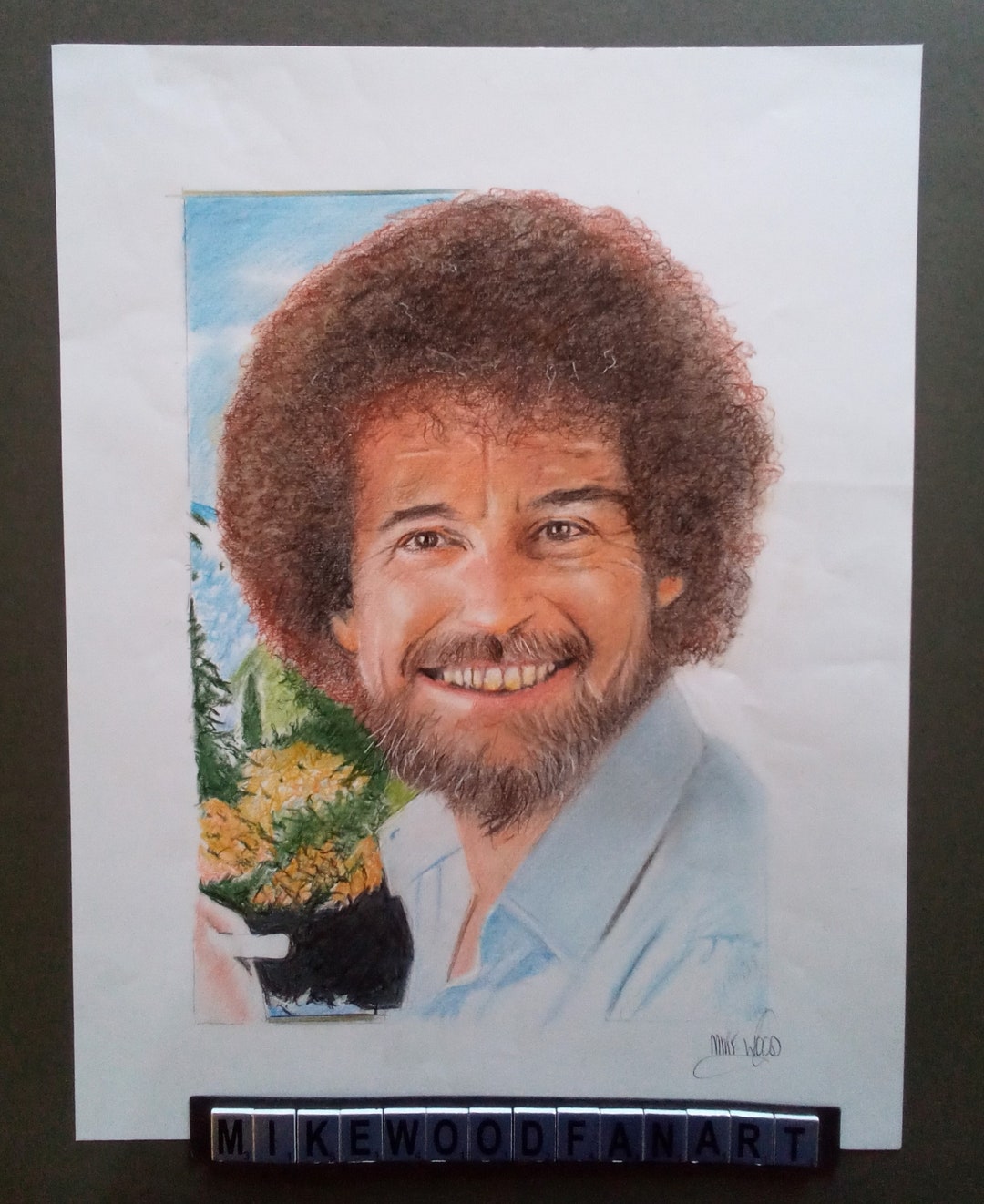 Bob Ross Original Portrait Drawing - Etsy