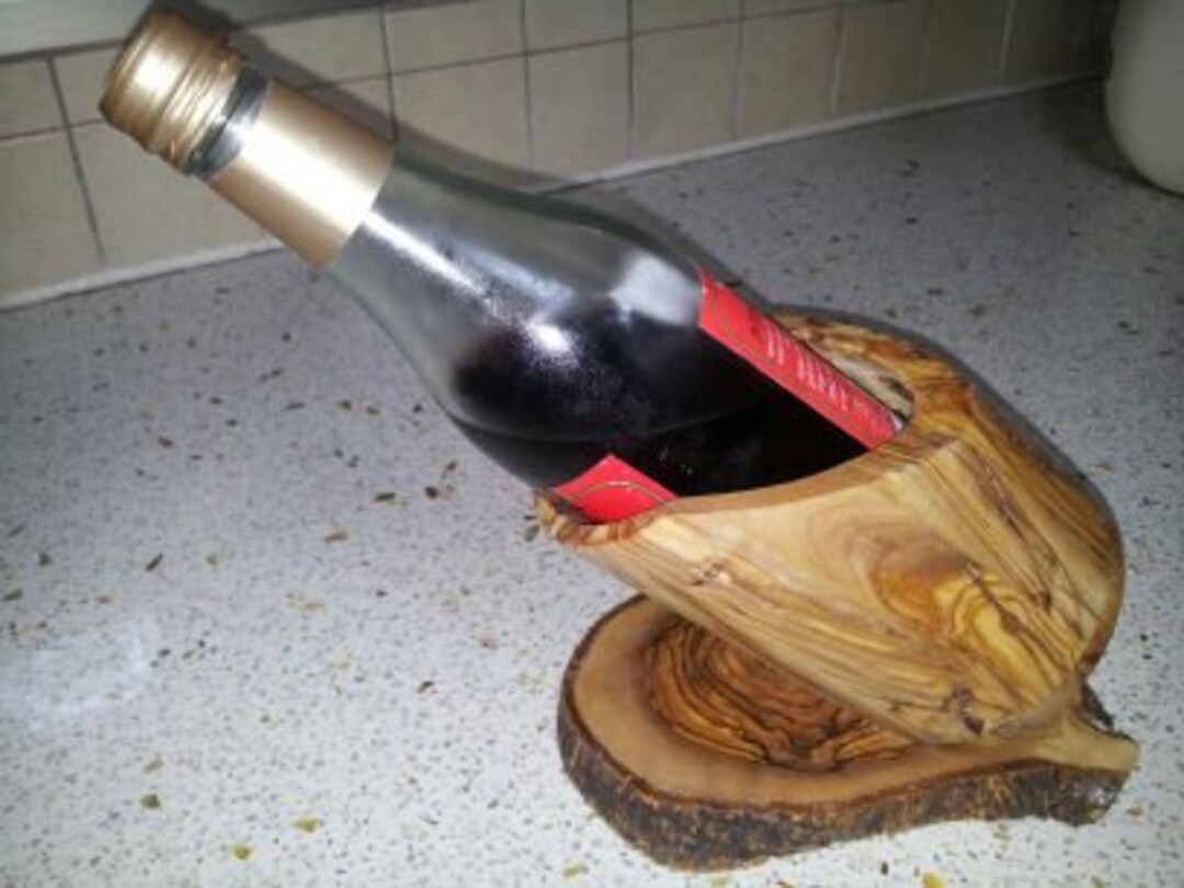 Olive Wood Bottle Holder - Etsy