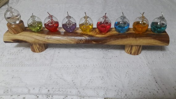 A Beautiful Chanukia a Combination of Olive Wood and Glass - Etsy