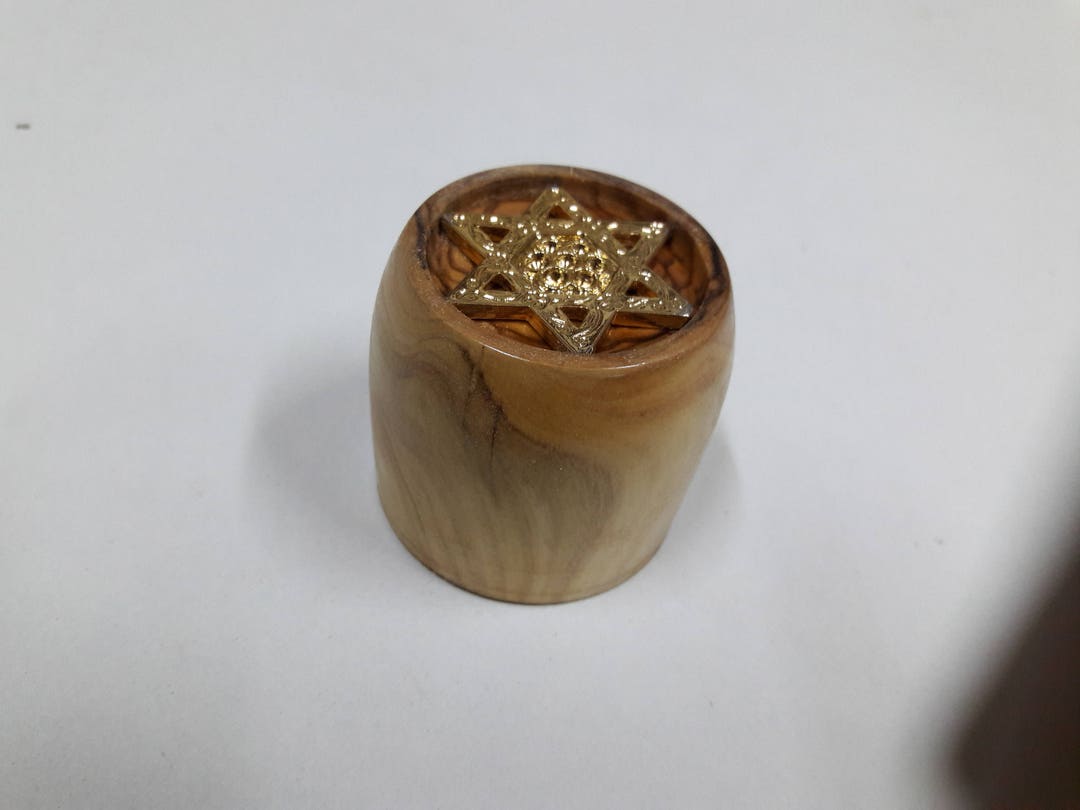 Olive Wood Turned Bottle Stopper With Star of David Symbol, Handcrafted ...