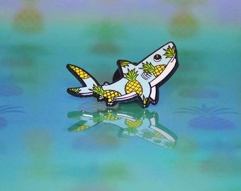 Pineapple Shark Hard Enamel Pin - Etsy