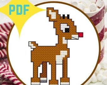 Rudolph the Red-nosed Reindeer - Cross Stitch Christmas Ornament ...