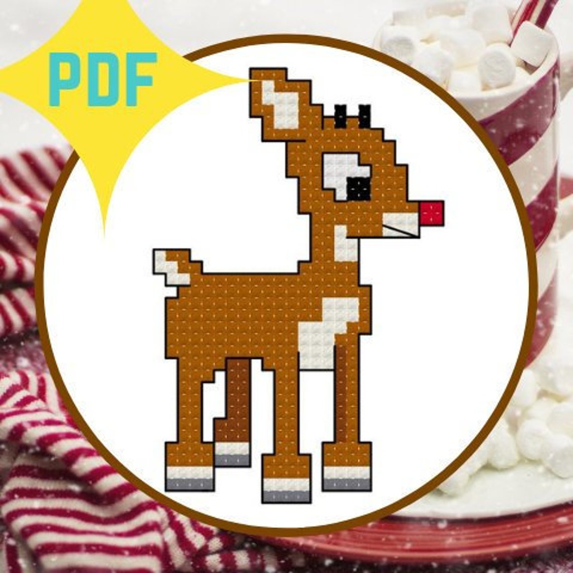 Rudolph Classic Christmas Cross Stitch PATTERN DOWNLOAD - Etsy