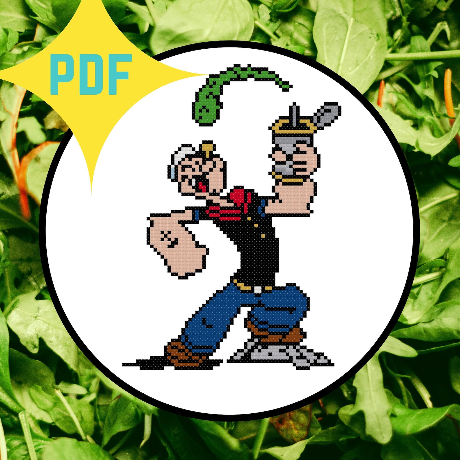 Popeye the Sailor Man Cross Stitch PATTERN DOWNLOAD - Etsy