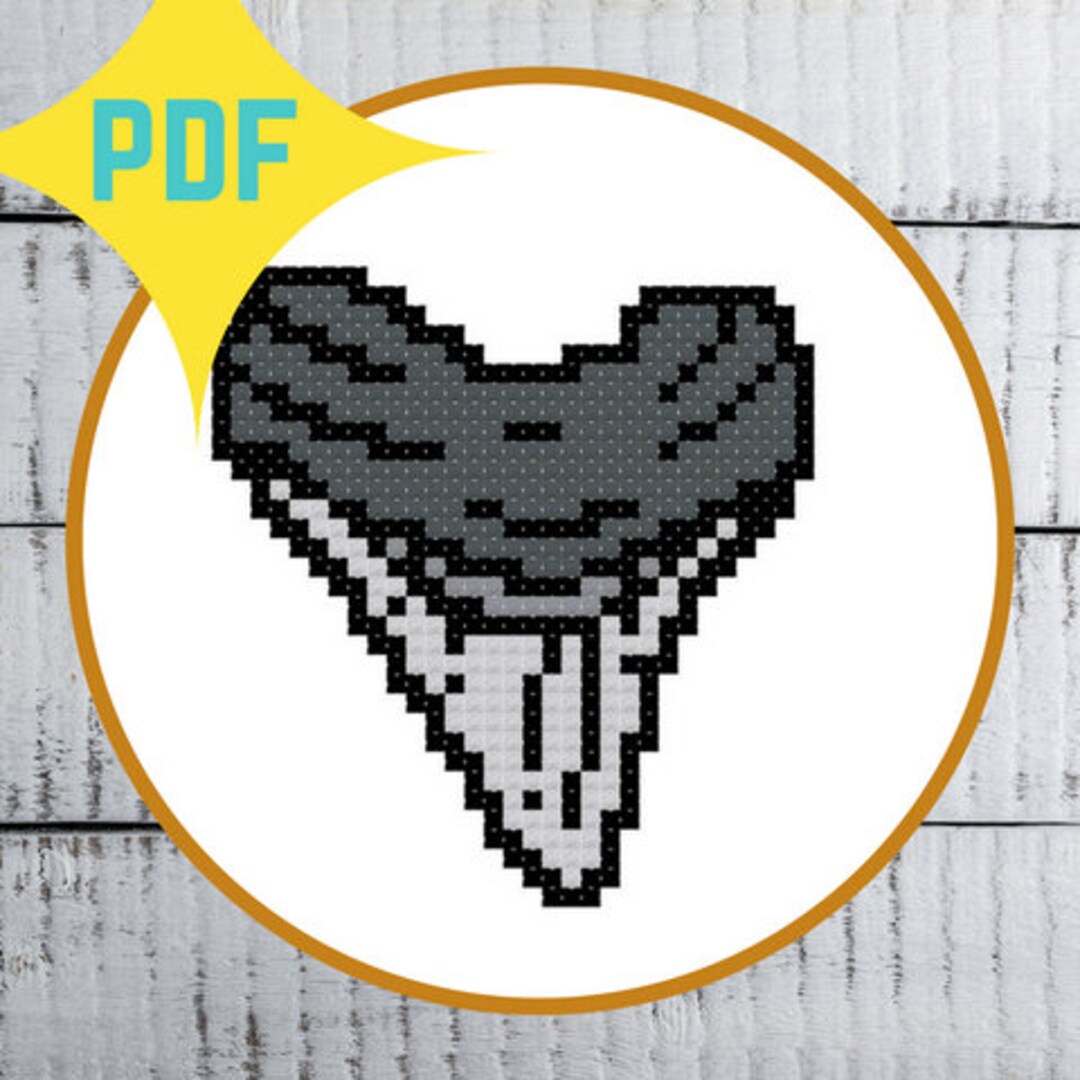 Shark Tooth Cross Stitch PATTERN DOWNLOAD - Etsy