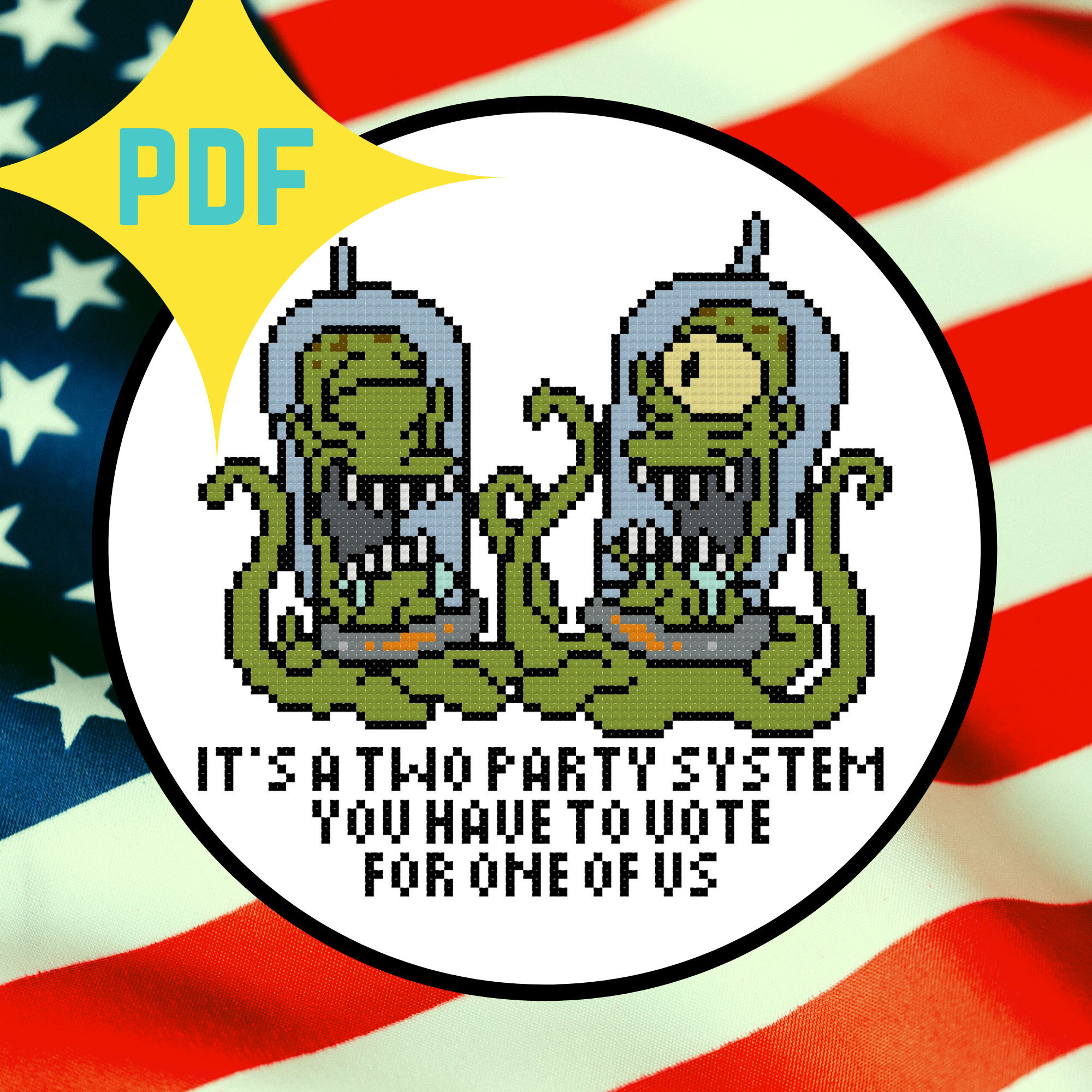 Kang & Kodos Simpsons Two Party System PATTERN DOWNLOAD - Etsy