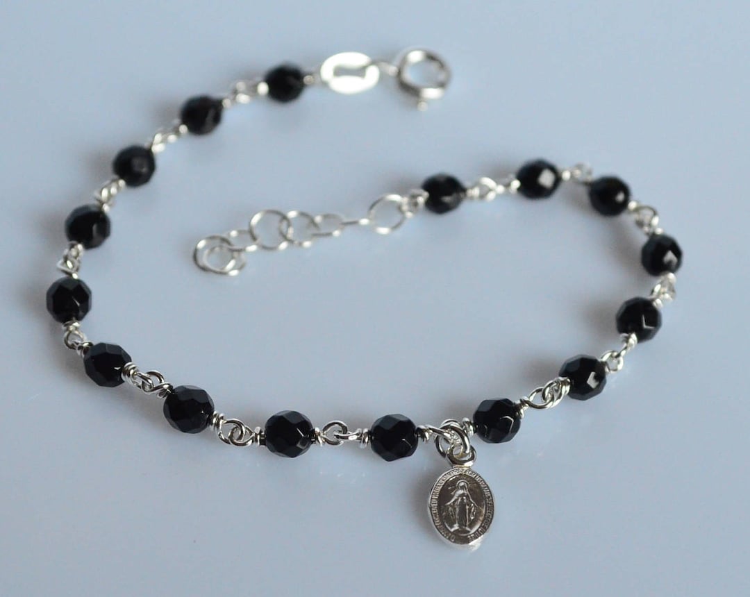 Madonna Bracelet, Religion Bracelet, 925 Silver Bracelet,onyx Bracelet ...