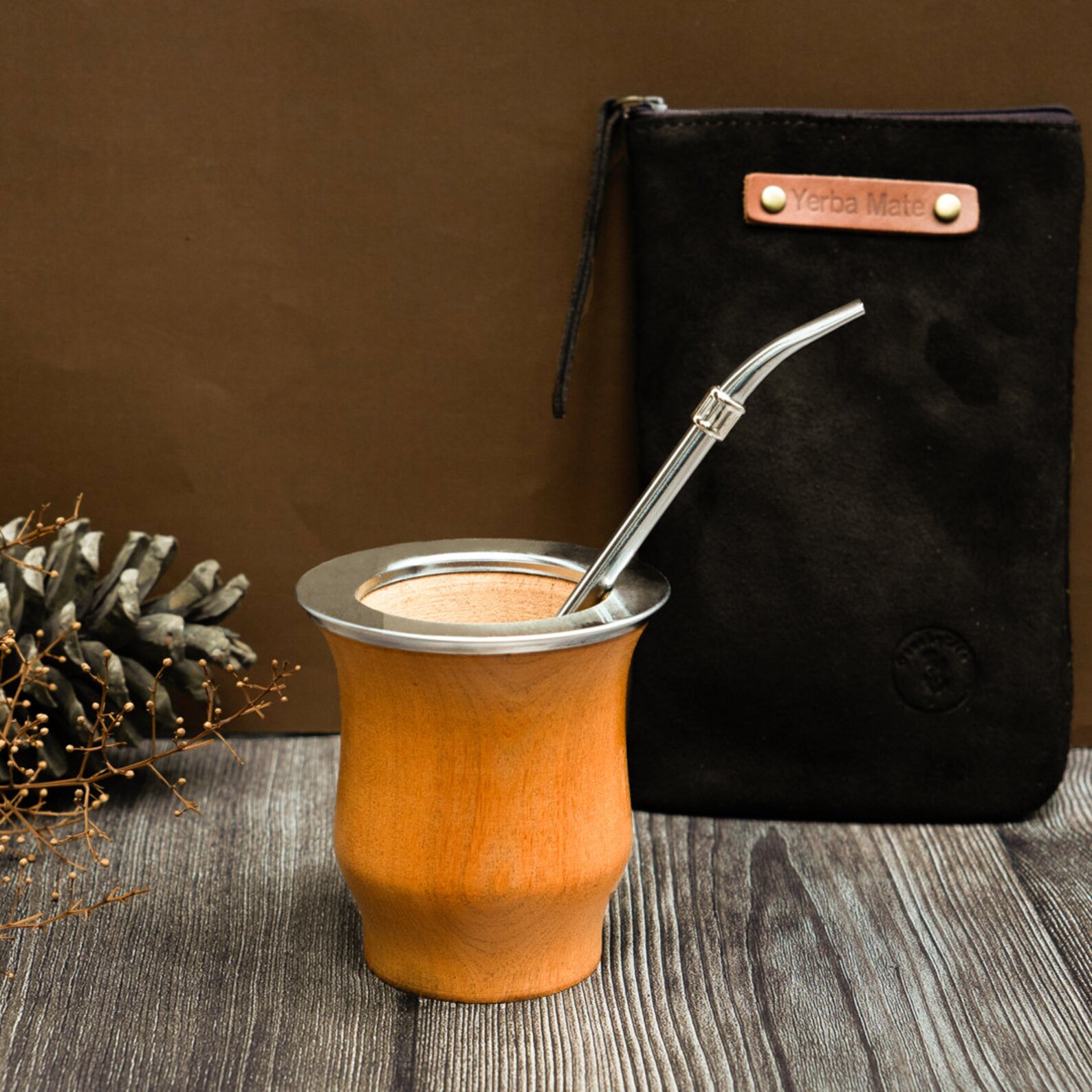 Wooden Mate Cup + Yerba Mate Container, Yerba Mate Gourd, Mate ...