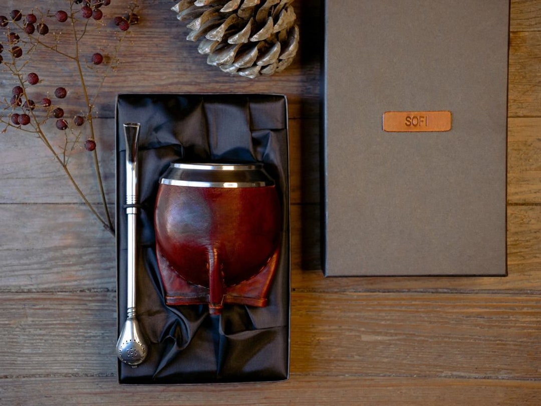 Mate Gourd , Leather Mate Cup , Yerba Mate, Argentinian Mate , Torpedo ...