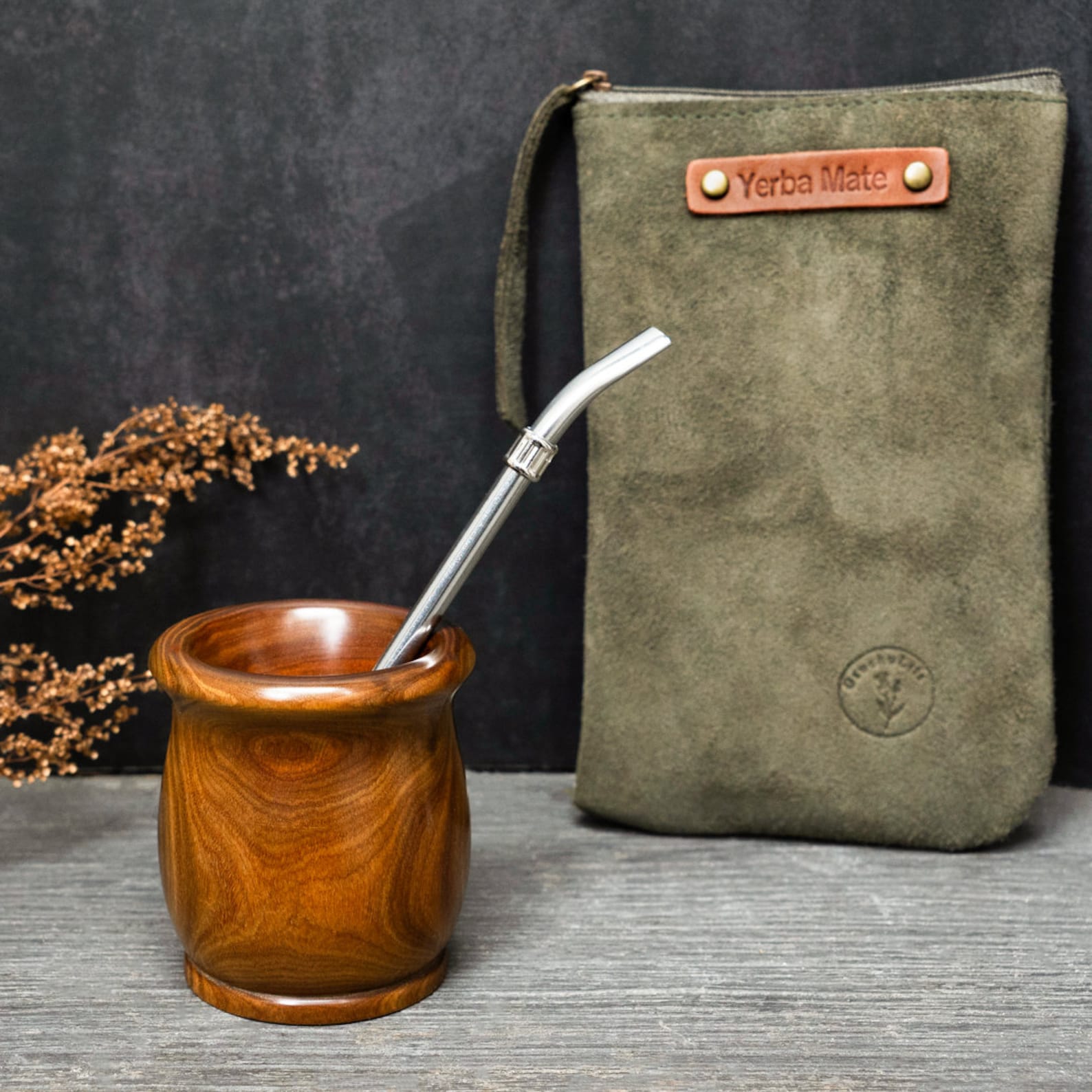 Wooden Mate Cup + Yerba Mate Container, Yerba Mate Gourd, Mate ...