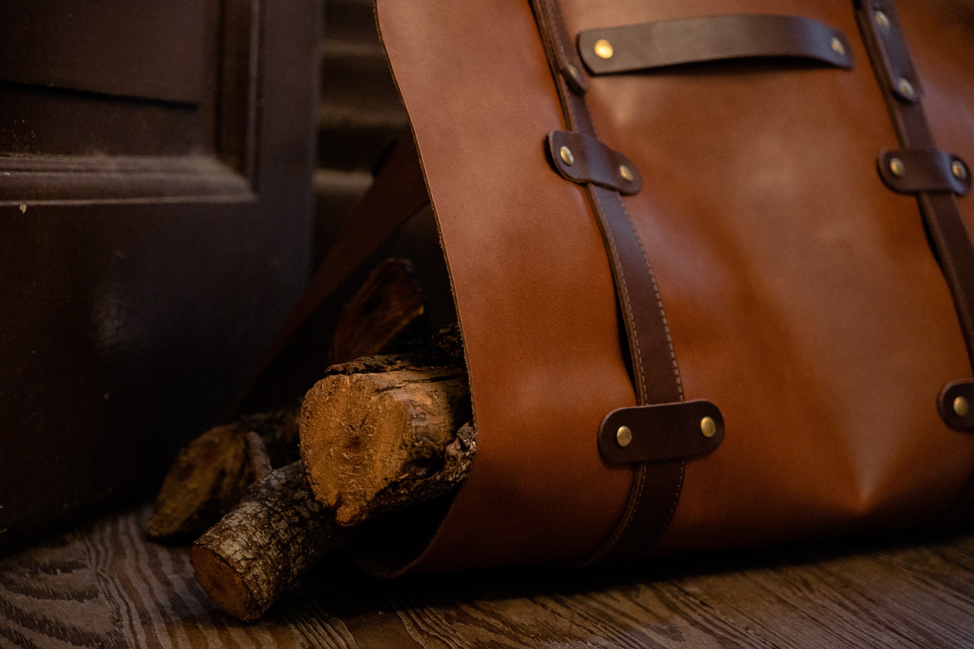 Full Grain Leather Wood Log Carrier - Etsy