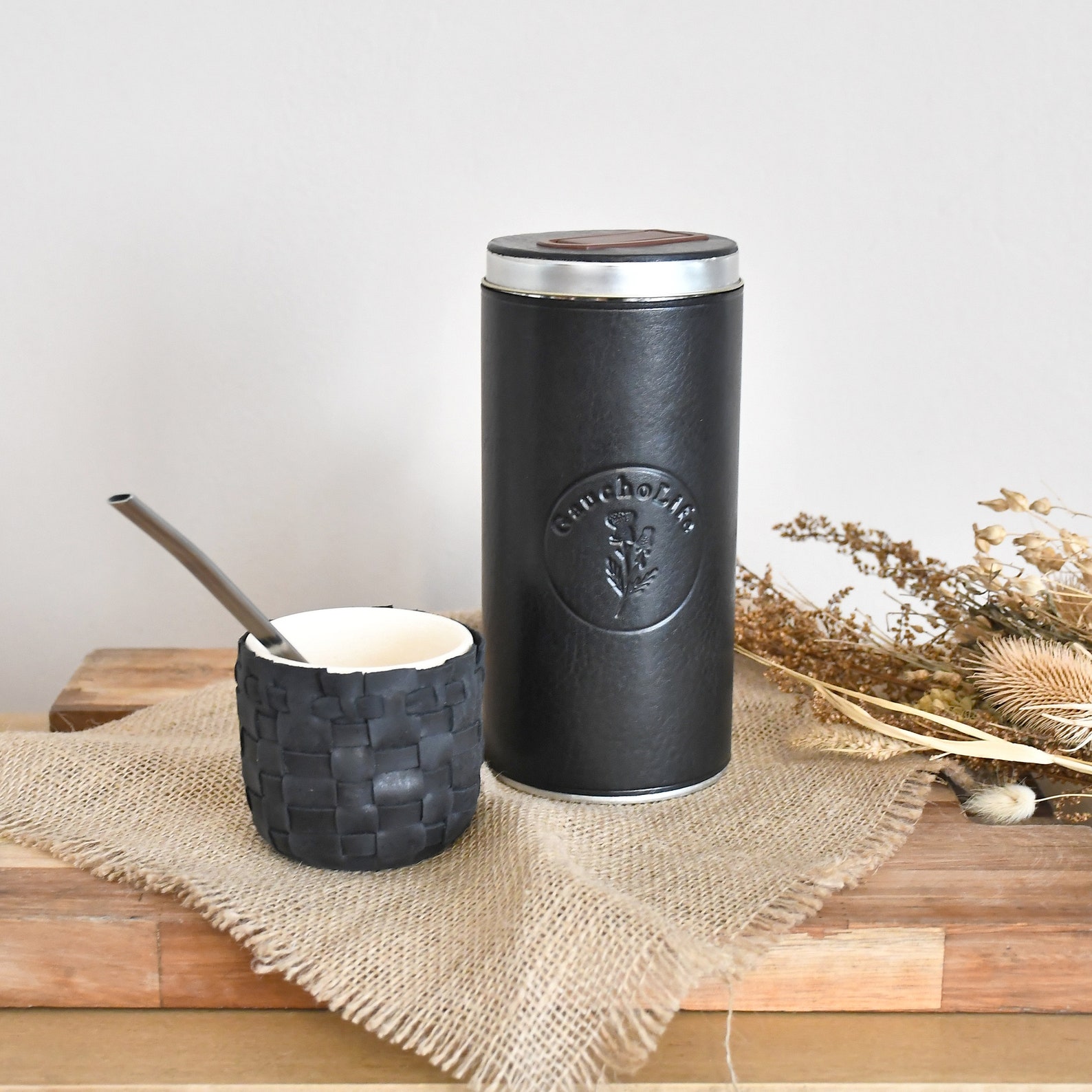 Ceramic Mate and Yerba Container Leather Mate Cup Yerba - Etsy