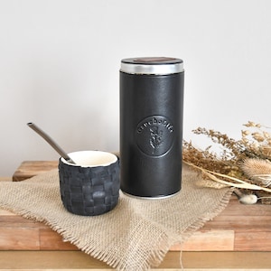 Ceramic Mate and Yerba Container Leather Mate Cup Yerba - Etsy