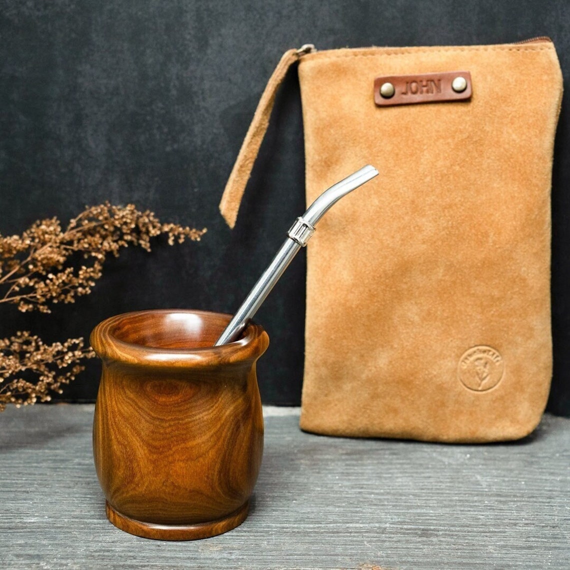 Wooden Mate Cup + Yerba Mate Container, Yerba Mate Gourd, Mate ...