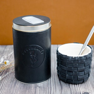 Ceramic Mate and Yerba Container, Leather Mate Cup , Yerba Mate ...