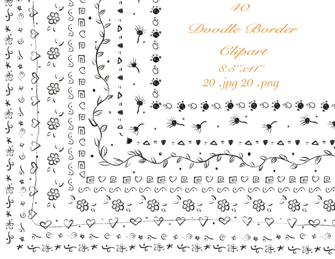 Hand Drawn Doodle Border Clipart School Teachers | Etsy