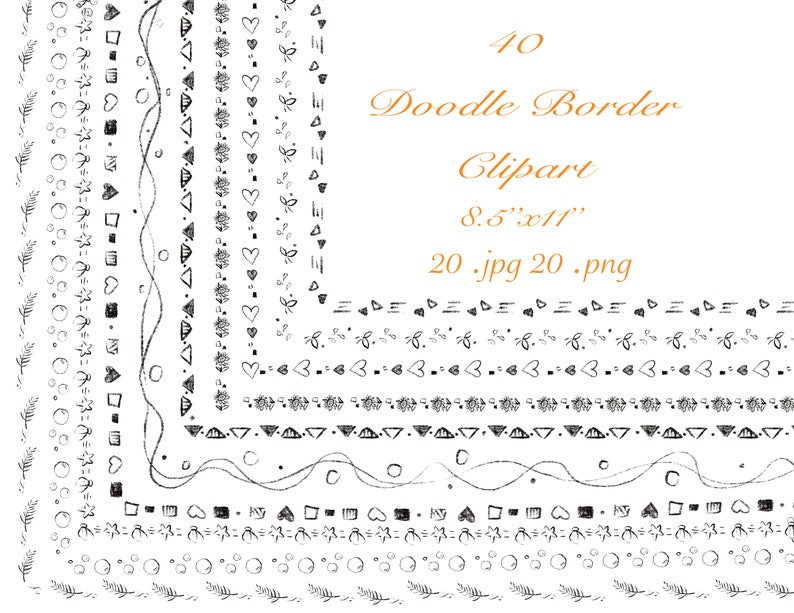 Hand Drawn Doodle Border Clipart School Teachers | Etsy