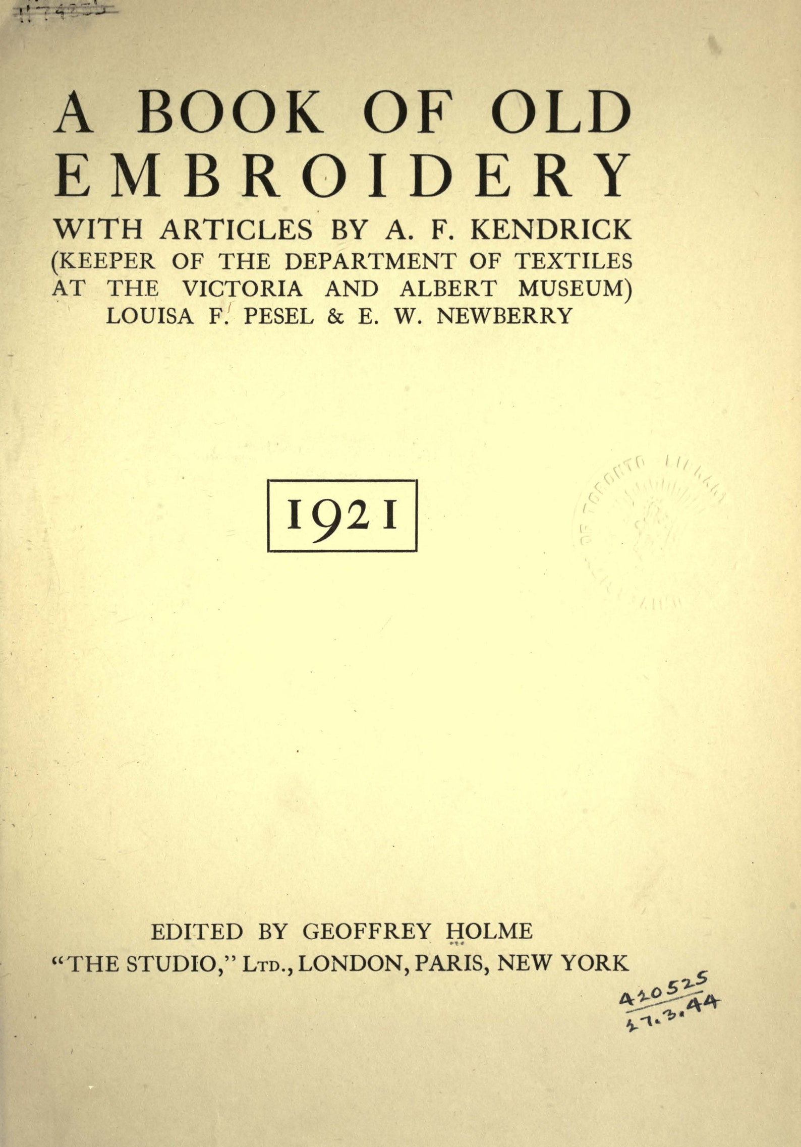 A Book of Old Embroidery 1921 Antique book History | Etsy