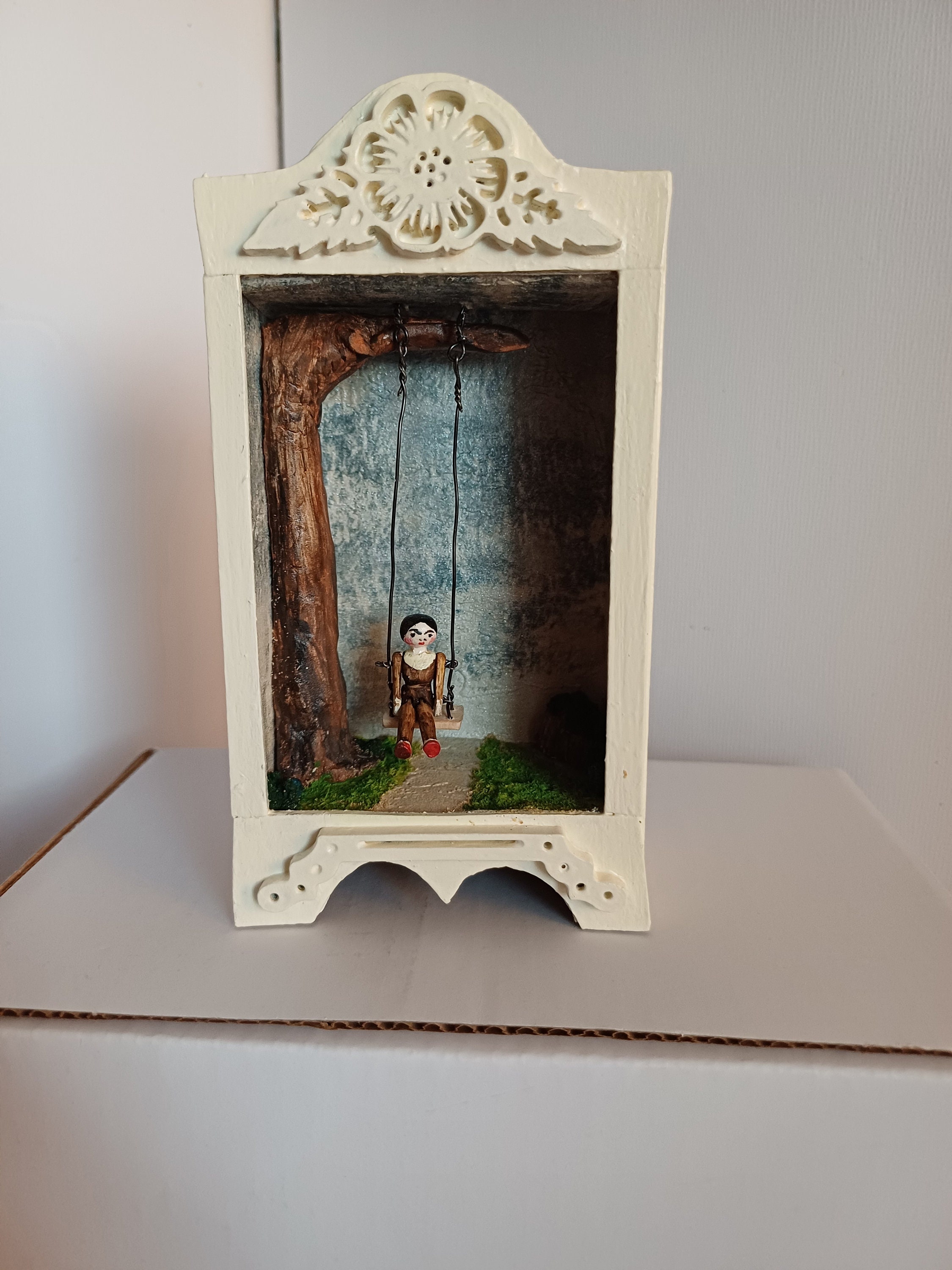 Tiny Wooden Articulated Doll on a Swing in a Tiny Diorama - Etsy