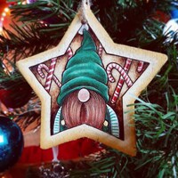 Yule Pentacle Winter Solstice Goddess Holiday Ornament Pyrography on ...