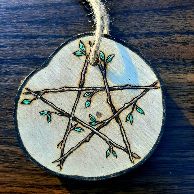 Yule Pentacle Winter Solstice Goddess Holiday Ornament | Pyrography on ...