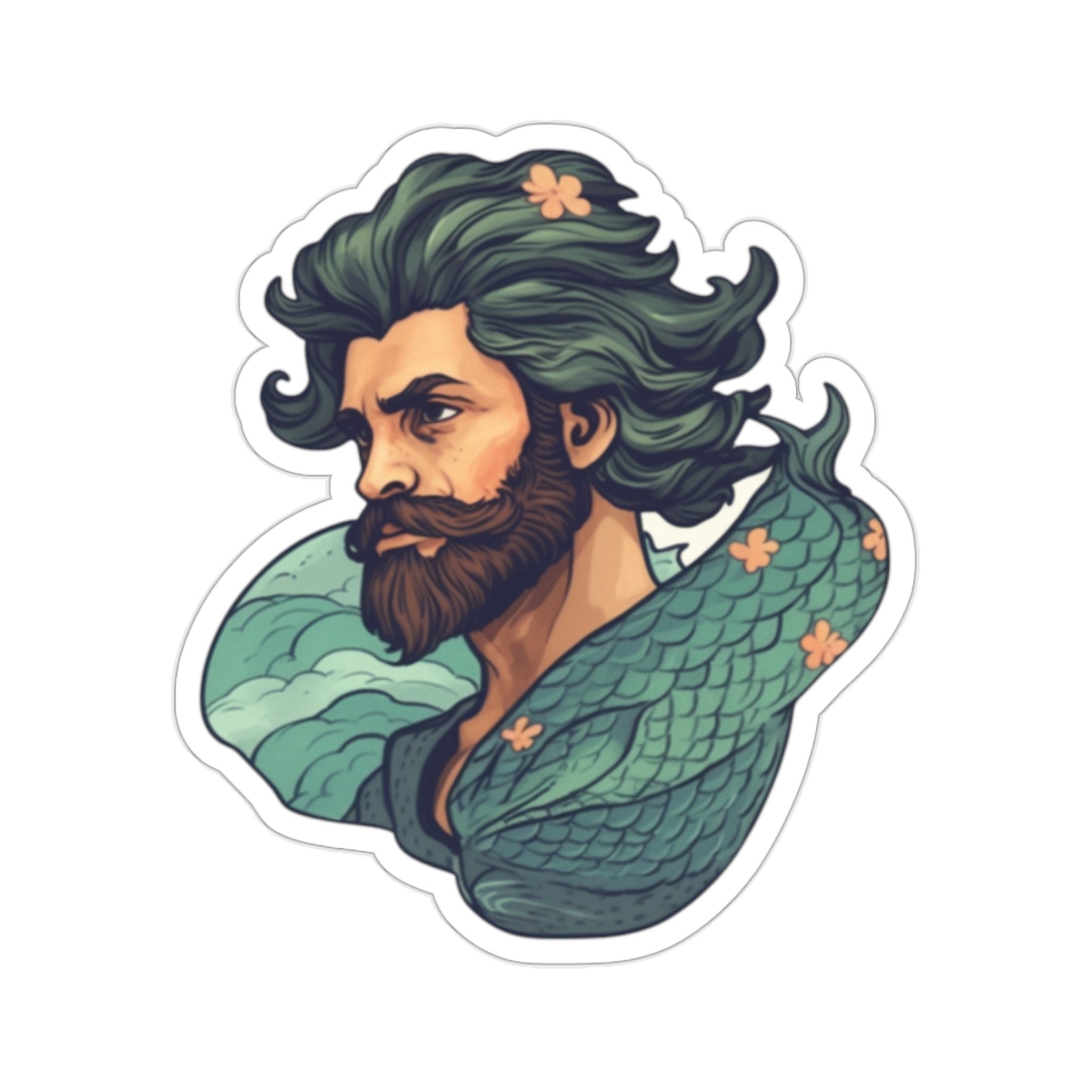 Ocean Merman With Green Fish Tail Muscle Lagoon Collection Patch Funny ...