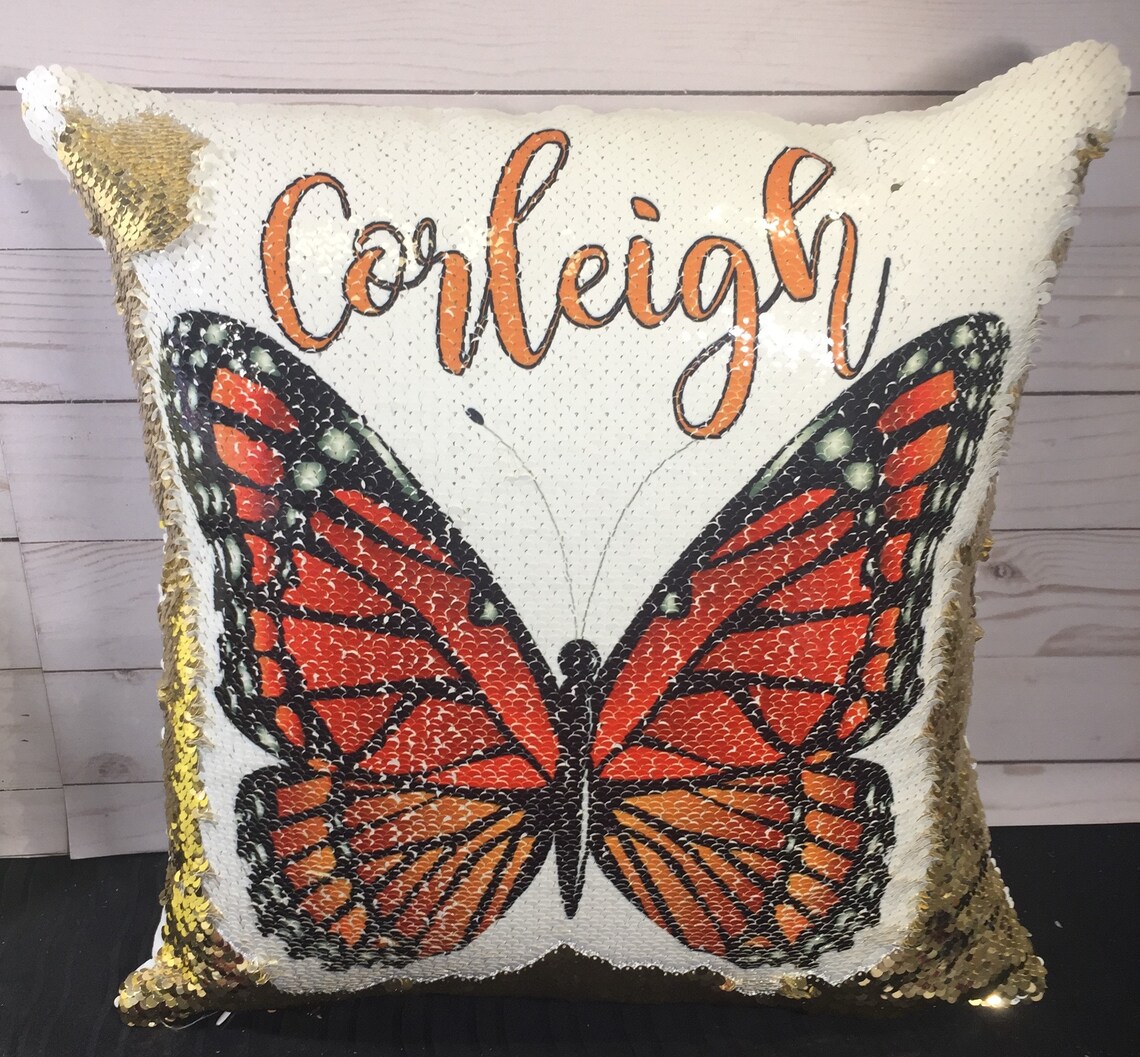 Monarch Butterfly Custom Sequin Pillow INCLUDES CUSHION - Etsy