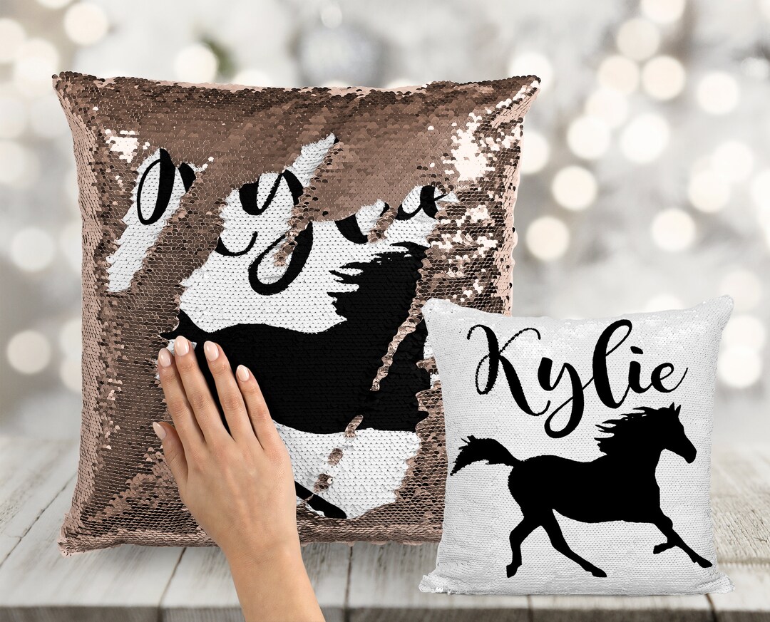 Custom Mustang Horse Sequin Pillow INCLUDES INSERT CUSHION ...