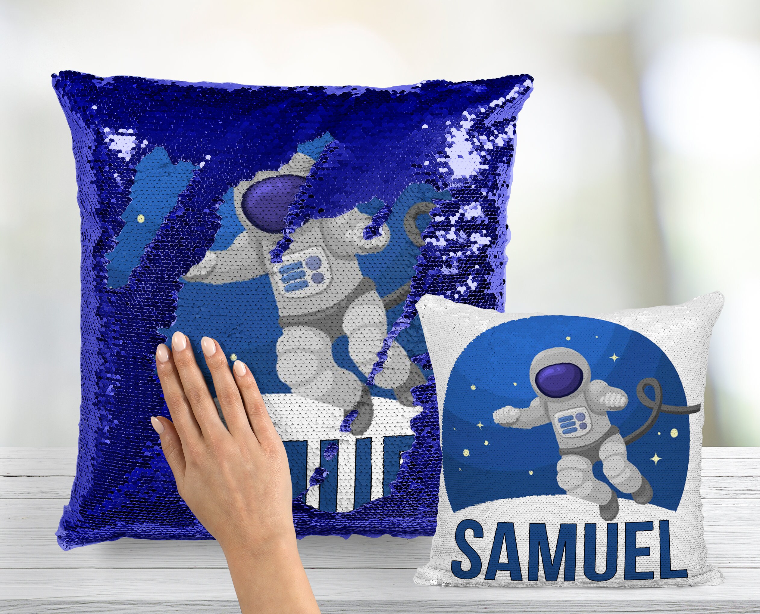 Space and Astronaut Themed Sequin Flip Pillow Custom Mermaid - Etsy