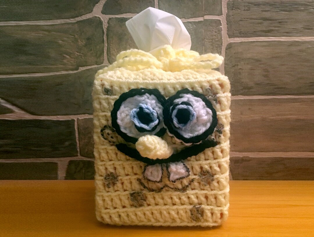 Crocheted Sponge Bob Inspired Tissue Box Cover - Handmade Gifts ...