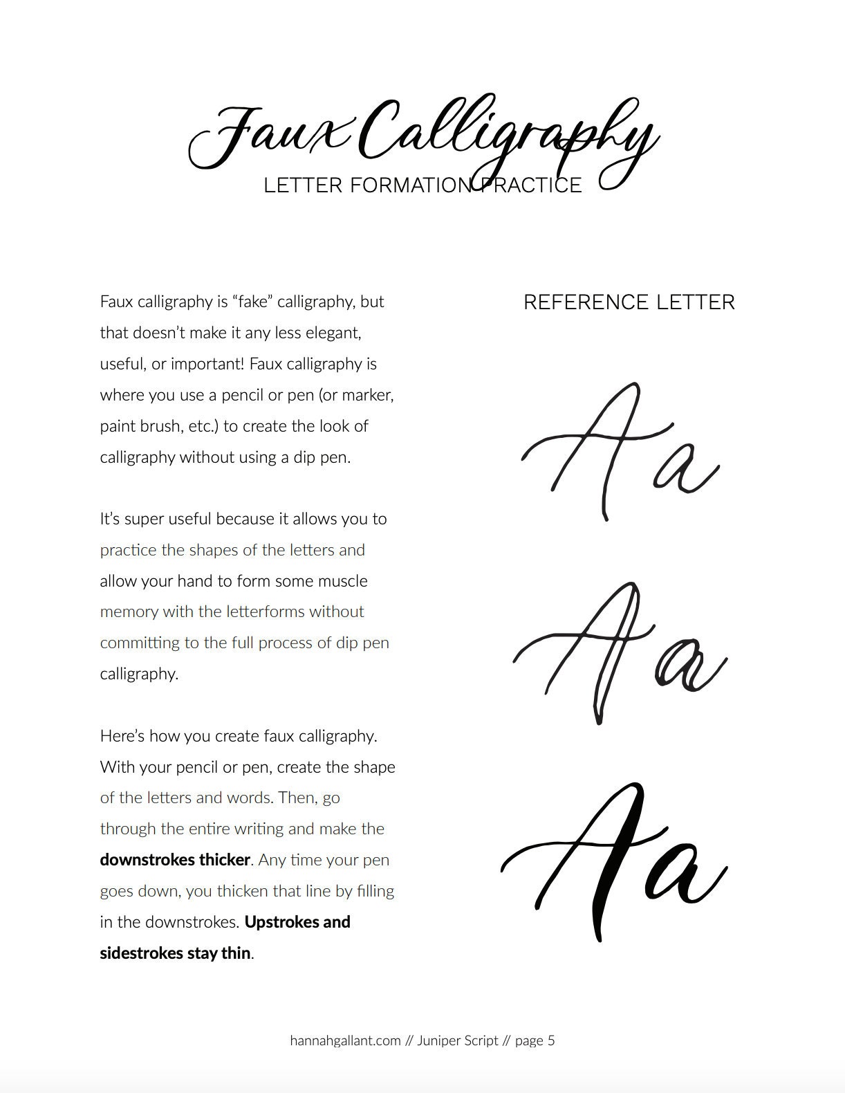 Juniper Calligraphy Worksheet – 50 Pages of Content – Deluxe Ebook ...
