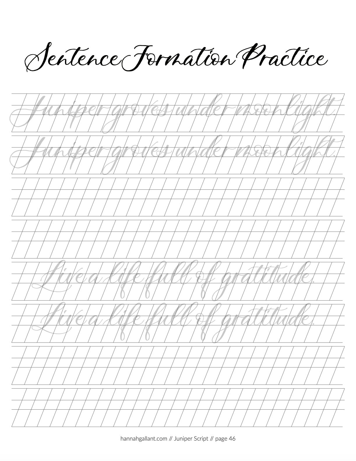Juniper Calligraphy Worksheet 50 Pages of Content Deluxe Ebook Digital ...
