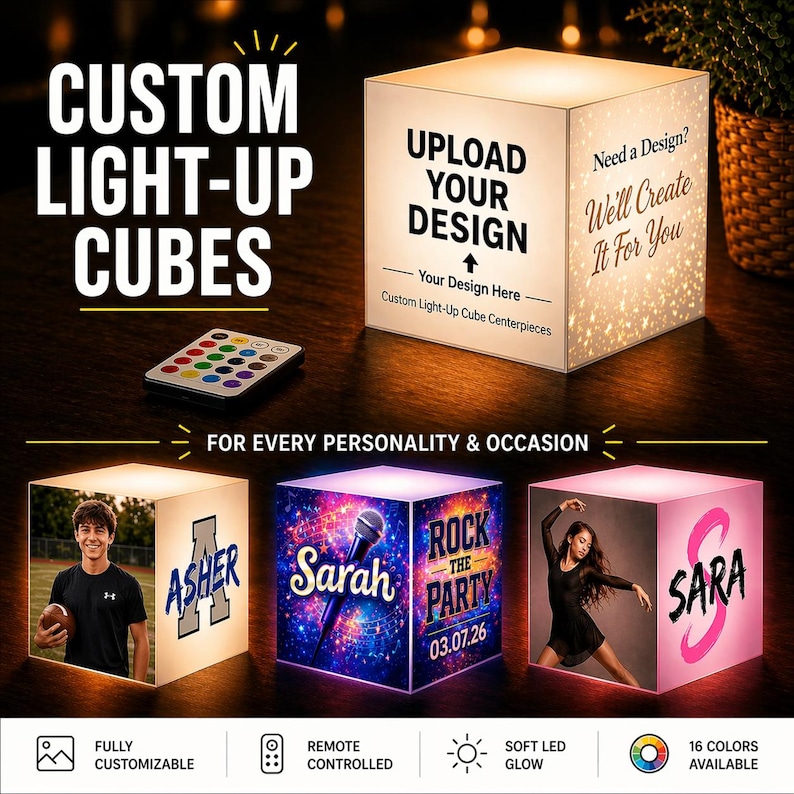 Custom LED Light up Acrylic Centerpiece, Personalized Mitzvah, Wedding ...