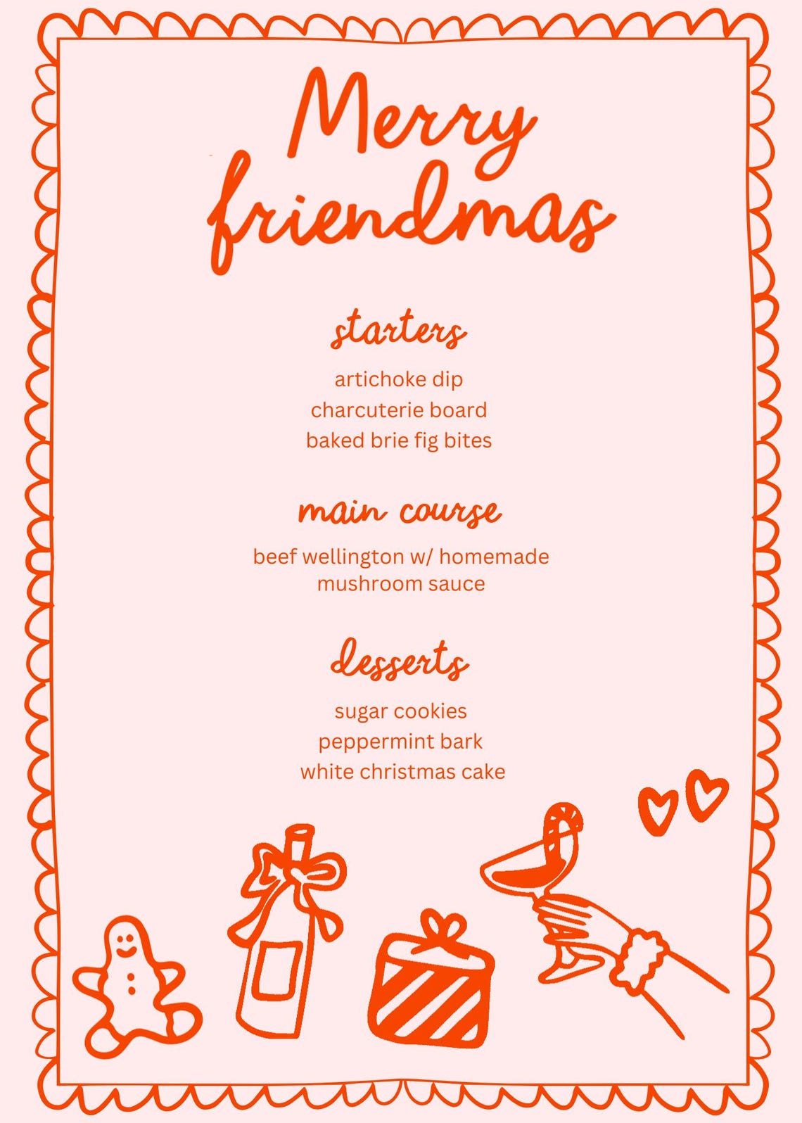 DIGITAL DOWNLOAD Merry Friendsmas/christmas Menu Templates - Etsy