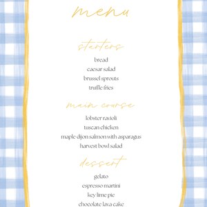 Spring/summer Menu Template Digital Download (customizable) - Etsy