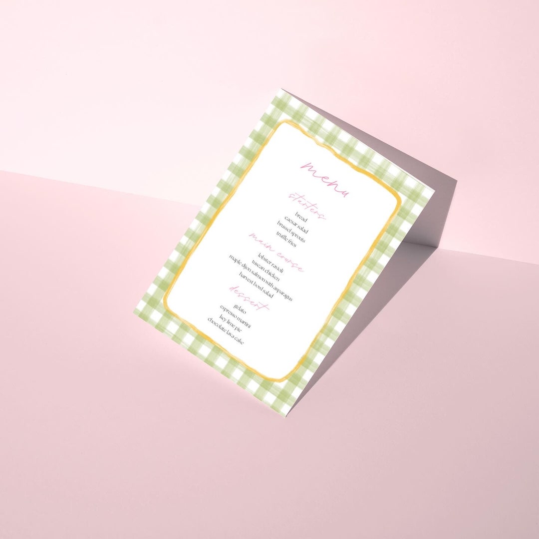 Spring/summer Menu Template Digital Download (customizable) - Etsy