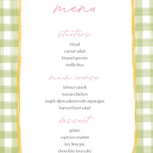 Spring/summer Menu Template Digital Download (customizable) - Etsy