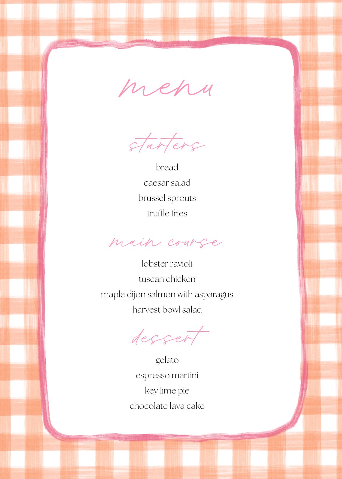 Spring/summer Menu Template Digital Download (customizable) - Etsy