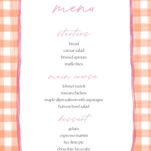 Spring/summer Menu Template Digital Download (customizable) - Etsy
