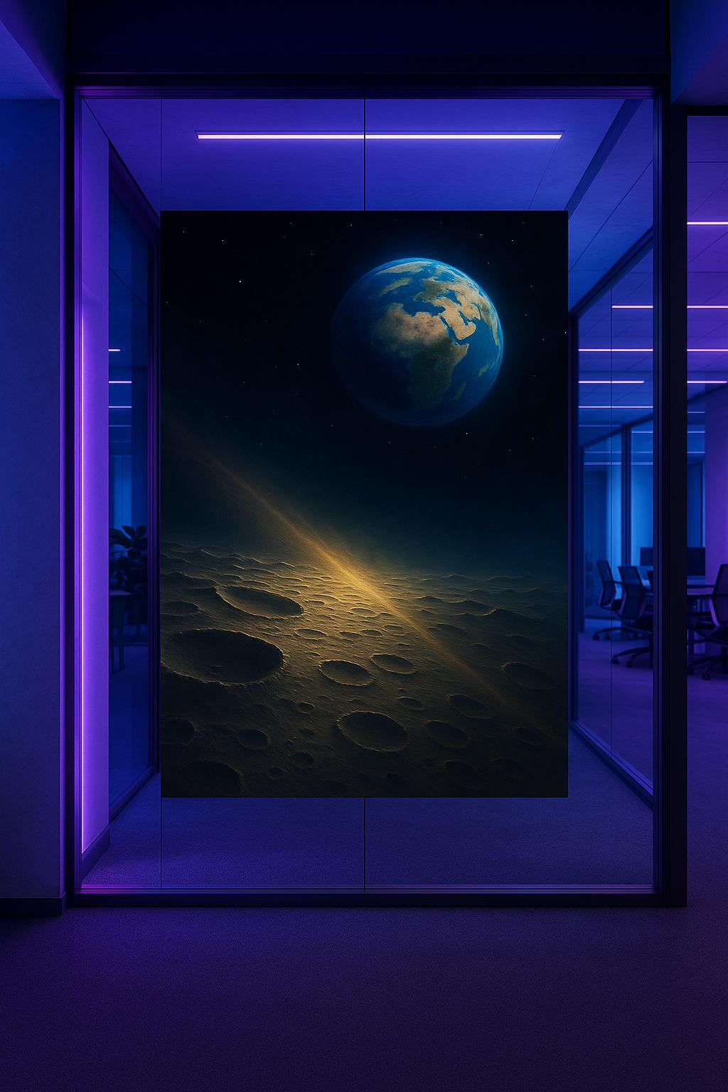 Moon Landscape Art Print: Sunbeam, Earth, Space Decor (digital Download ...