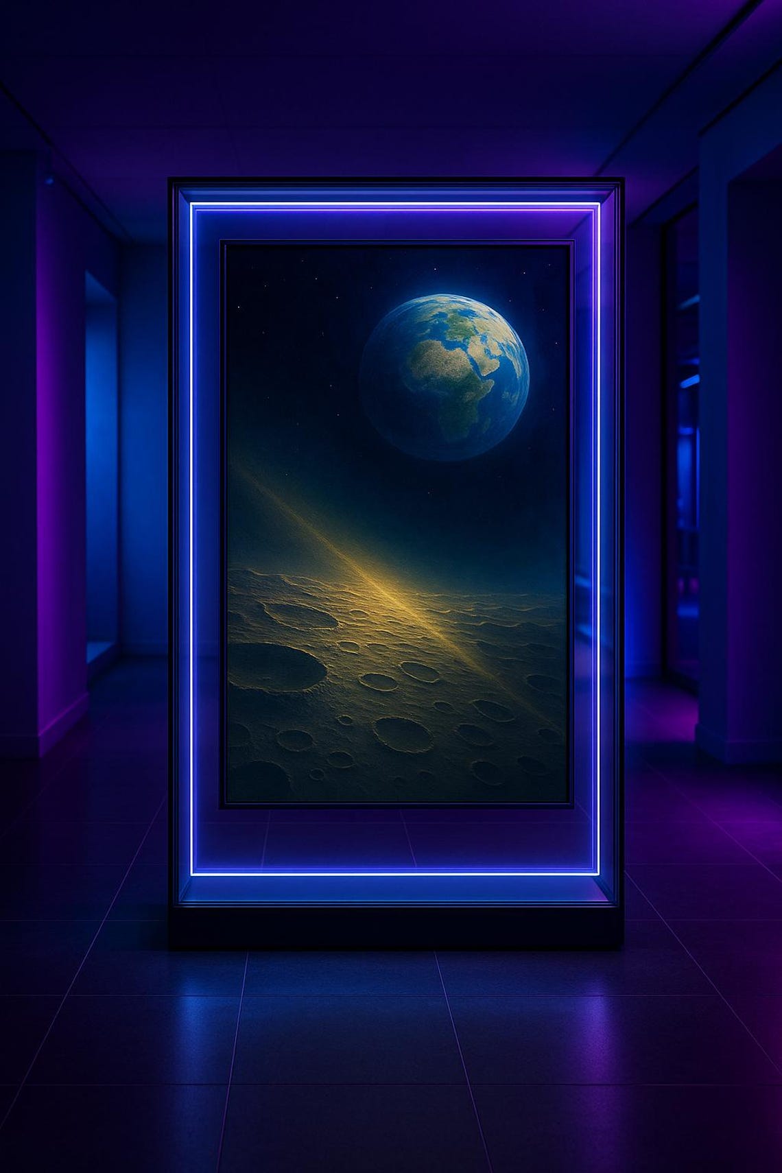 Moon Landscape Art Print: Sunbeam, Earth, Space Decor (digital Download ...