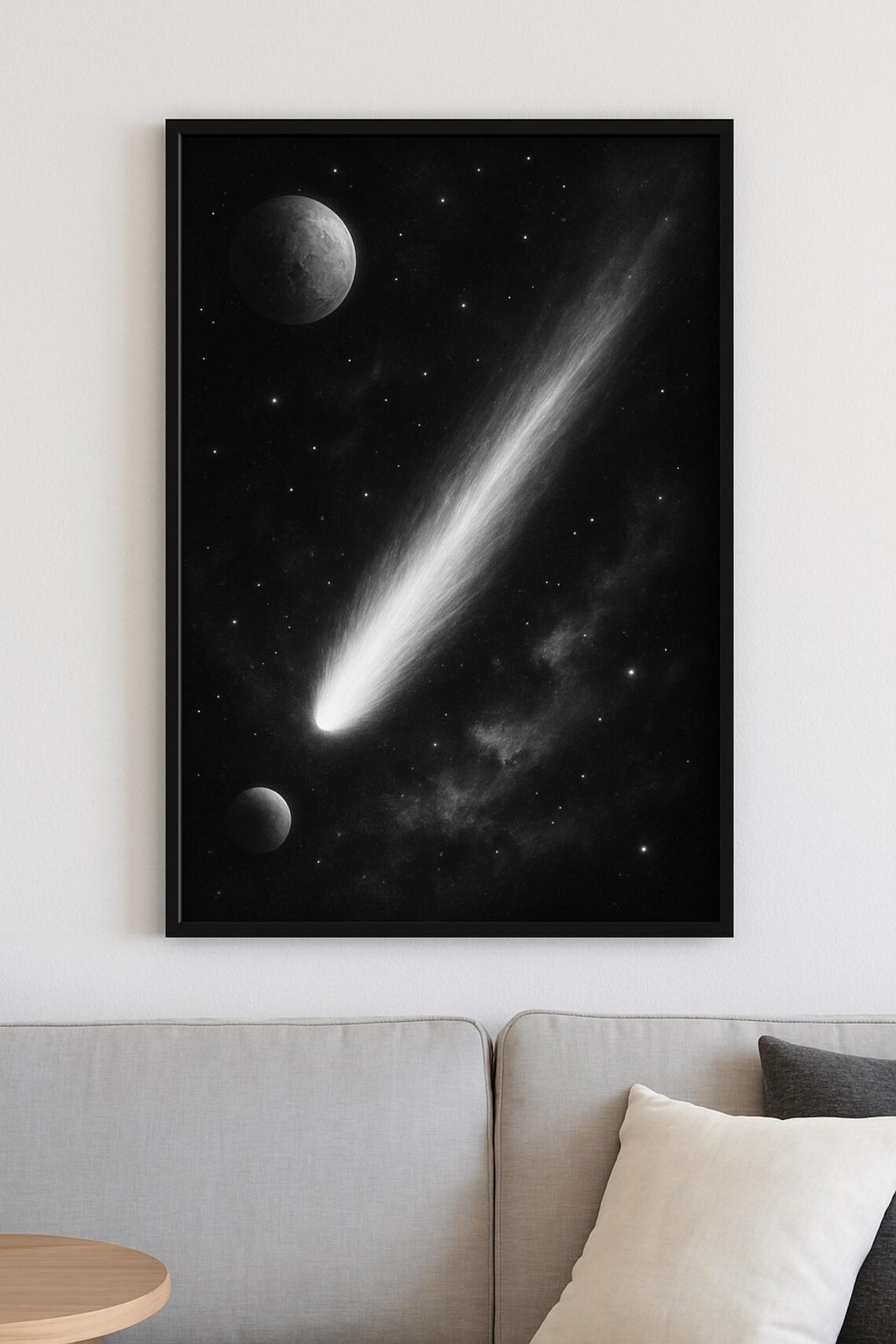 Comet in Night Sky Digital Art: Modern Cosmic Illustration (PNG ...